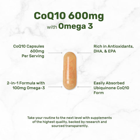 Deal Supplement CoQ10 Ubiquinone Omega 3 DHA EPA Heart Energy Brain He ...