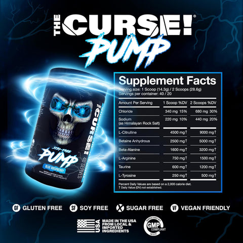 JNX SPORTS The Curse Pump Stim-Free PreWorkout Caffeine Free Nitric Ox ...