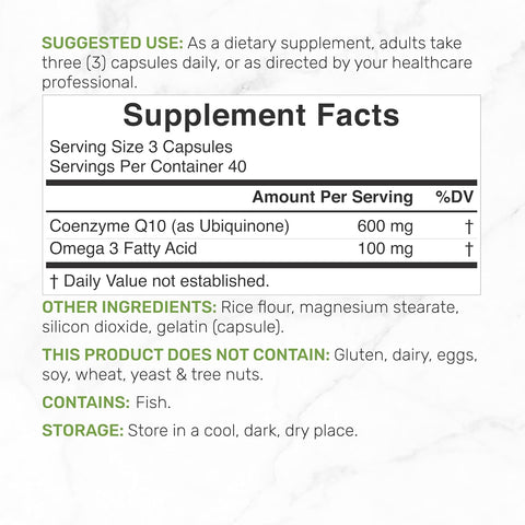 Deal Supplement CoQ10 Ubiquinone Omega 3 DHA EPA Heart Energy Brain He ...