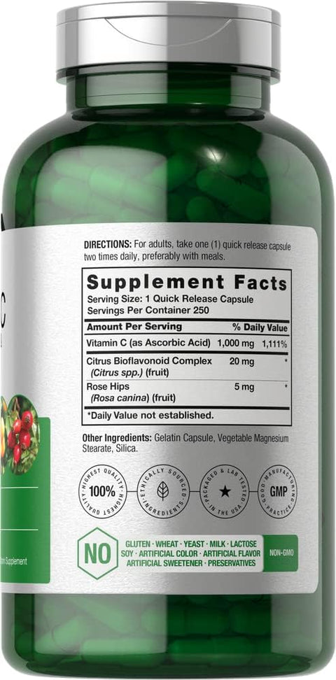 Horbäach Vitamin C 1000mg Bioflavonoids and Rose HIPS High Strength Fo ...