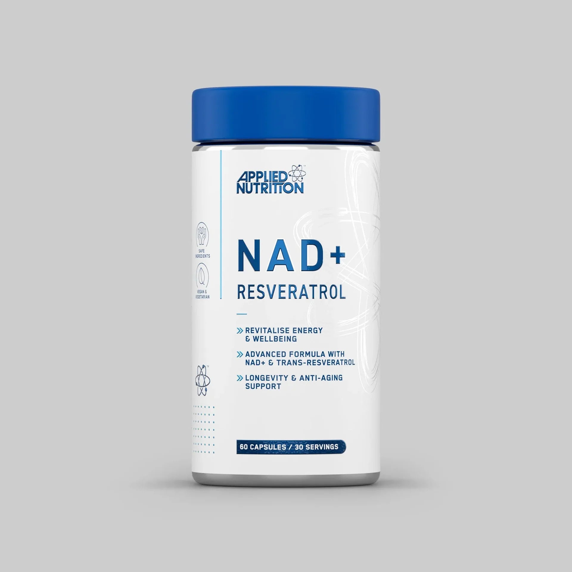 Applied Nutrition NAD+ Trans-Resveratrol Cellular Energy Antioxidant S ...