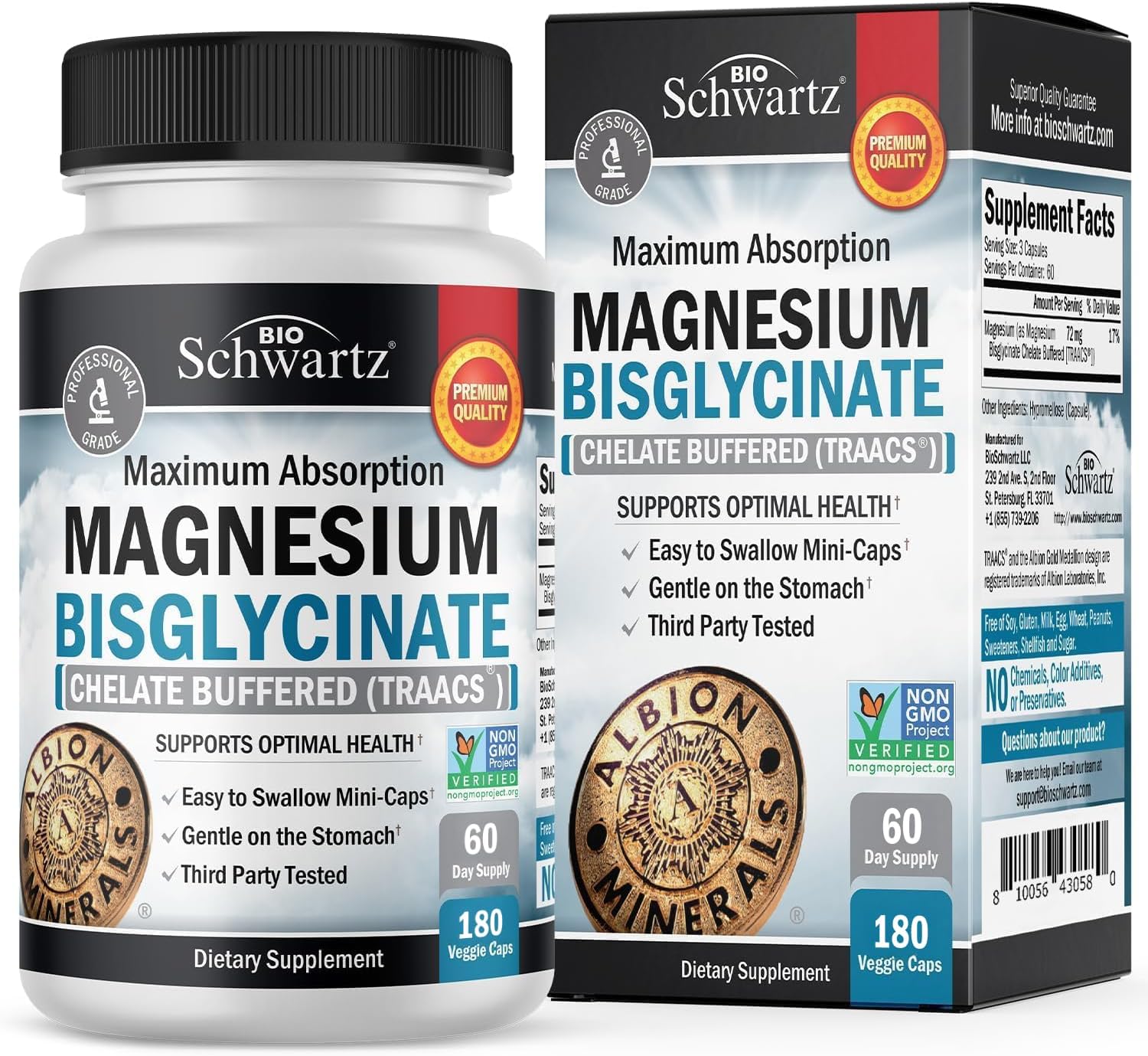 BioSchwartz Magnesium Bisglycinate Bone & Joint Support 180 Caps ...